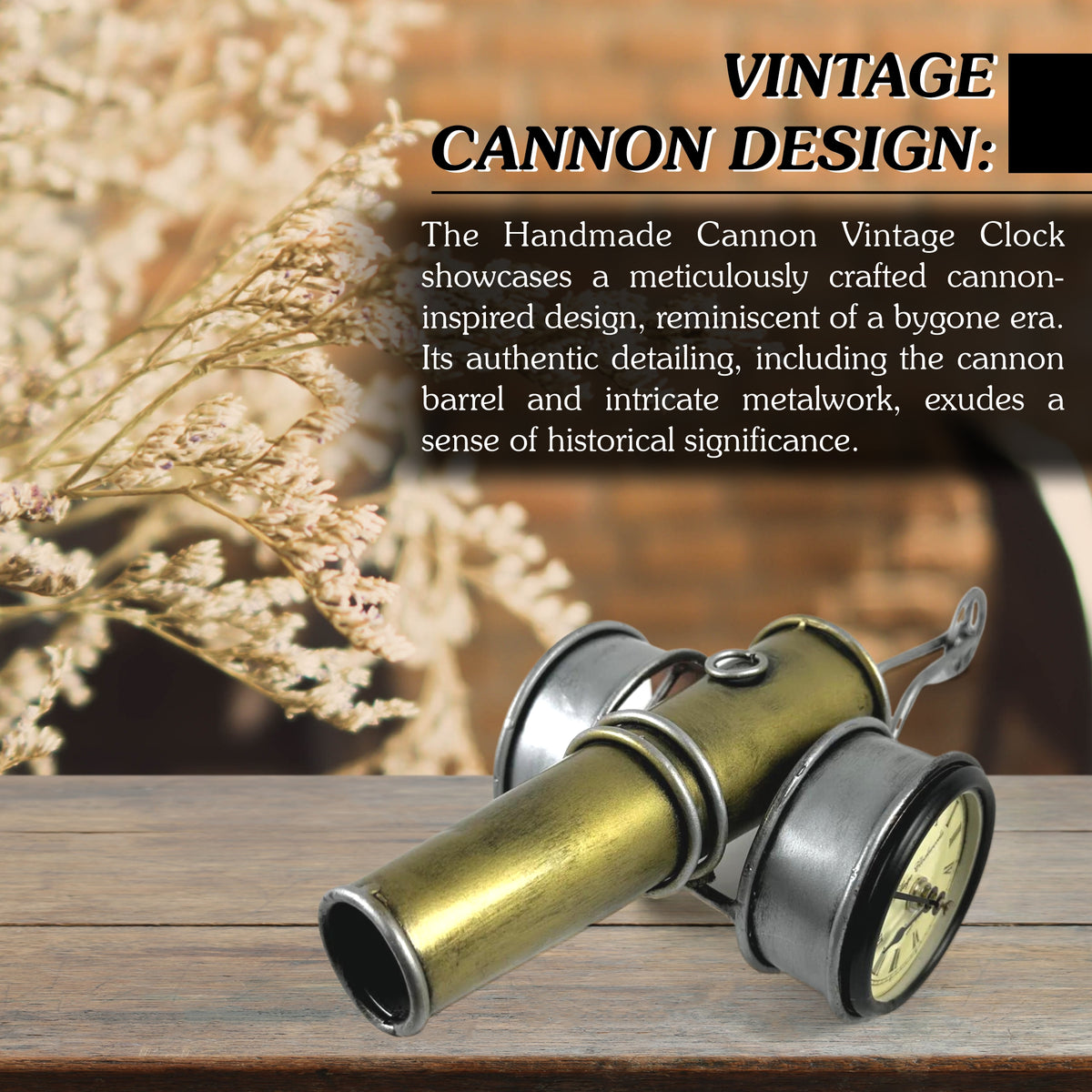 Handmade Cannon Vintage Clock – Home Decor 4 You
